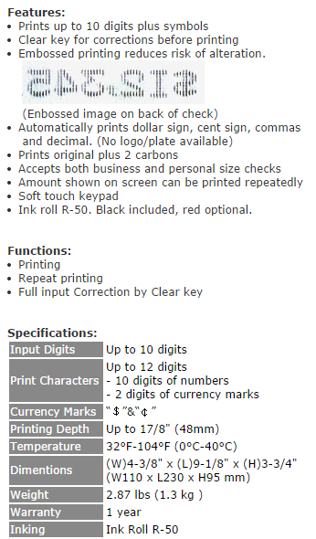 Max Electronic Check Writer EC-30A 電子支票機-天下文儀有限公司 (OfficeShopping.com.hk)
