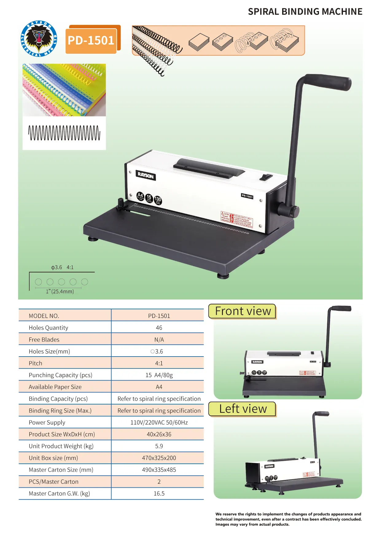 A4 Spiral Binding Machine PD-1501 螺旋圈釘裝機-天下文儀有限公司 (OfficeShopping.com.hk)