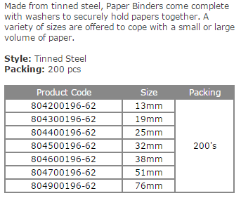 IXL Premier-Grip Paper Binders With Washers (200's) -天下文儀有限公司 ...